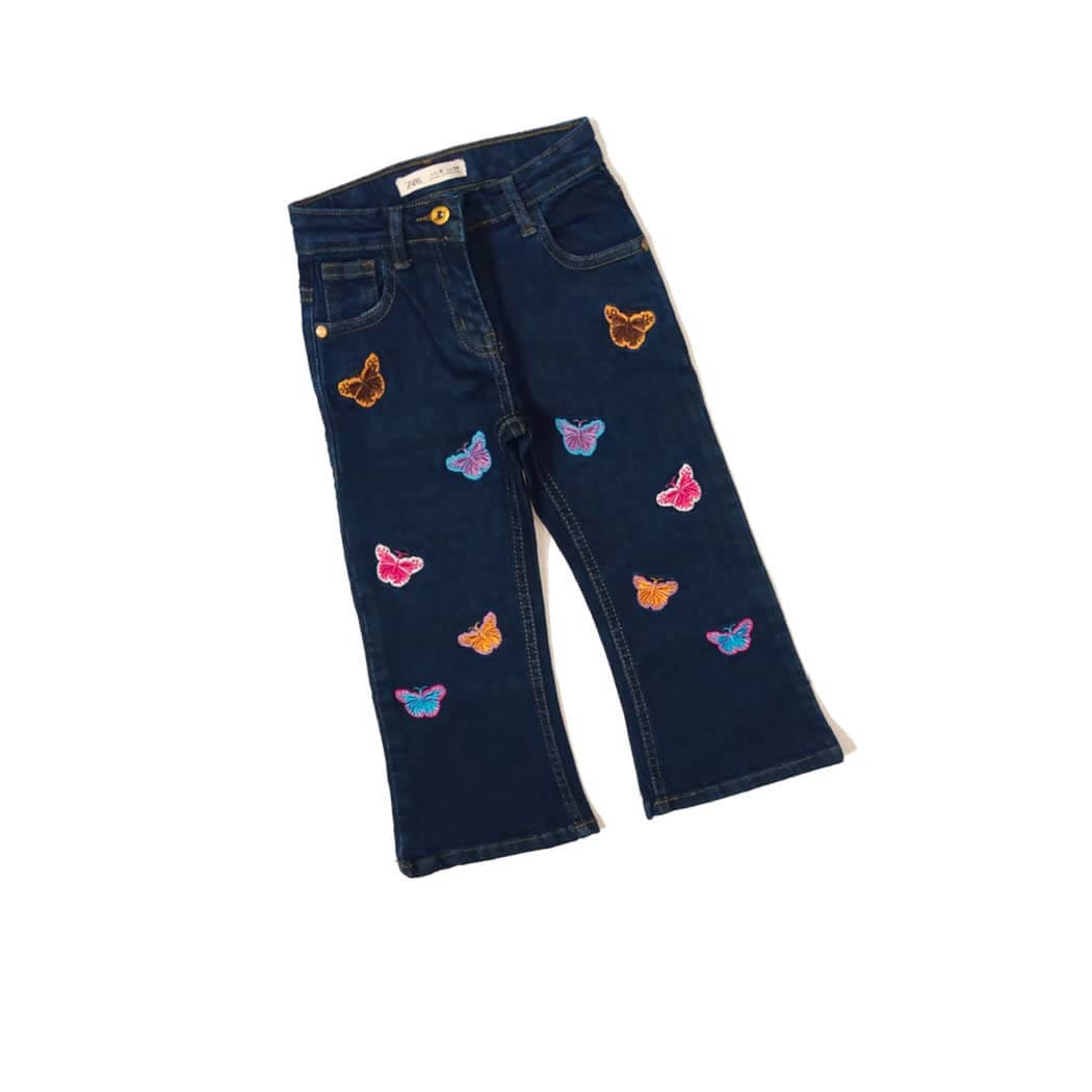 Butterflies World Bell Bottom Denim Pent - Dark Blue - LittlezClub.pk ...
