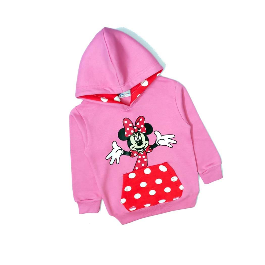 Minnie Hug Polka Kangaroo Pocket Hood - Baby Pink - LittlezClub.pk ...